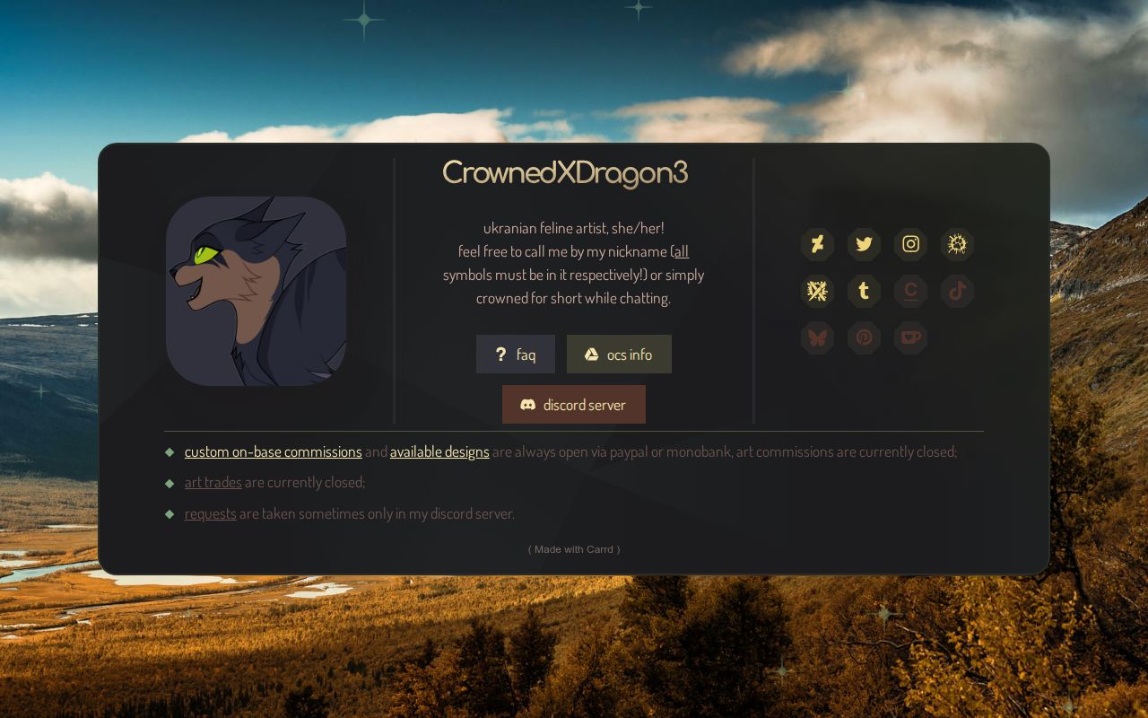 CrownedXDragon3's official Carrd